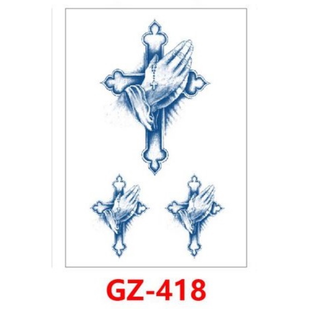 Jual Tato Temporer Ukuran 18cm x 11cm Motif GZ 418 Salib Tangan Tato ...