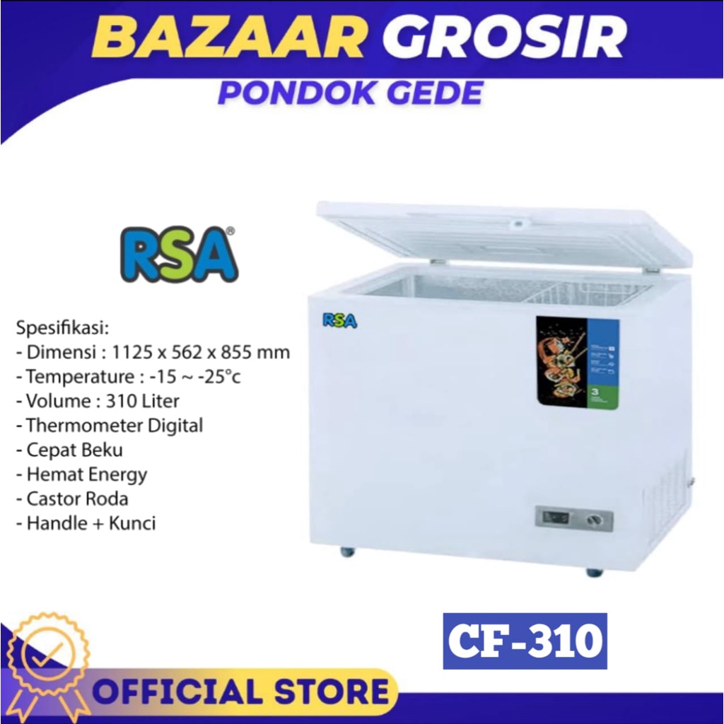 Jual CHEST FREEZER RSA CF 310 / CF310 / CF-310 FREEZER BOX FROZEN 310 ...