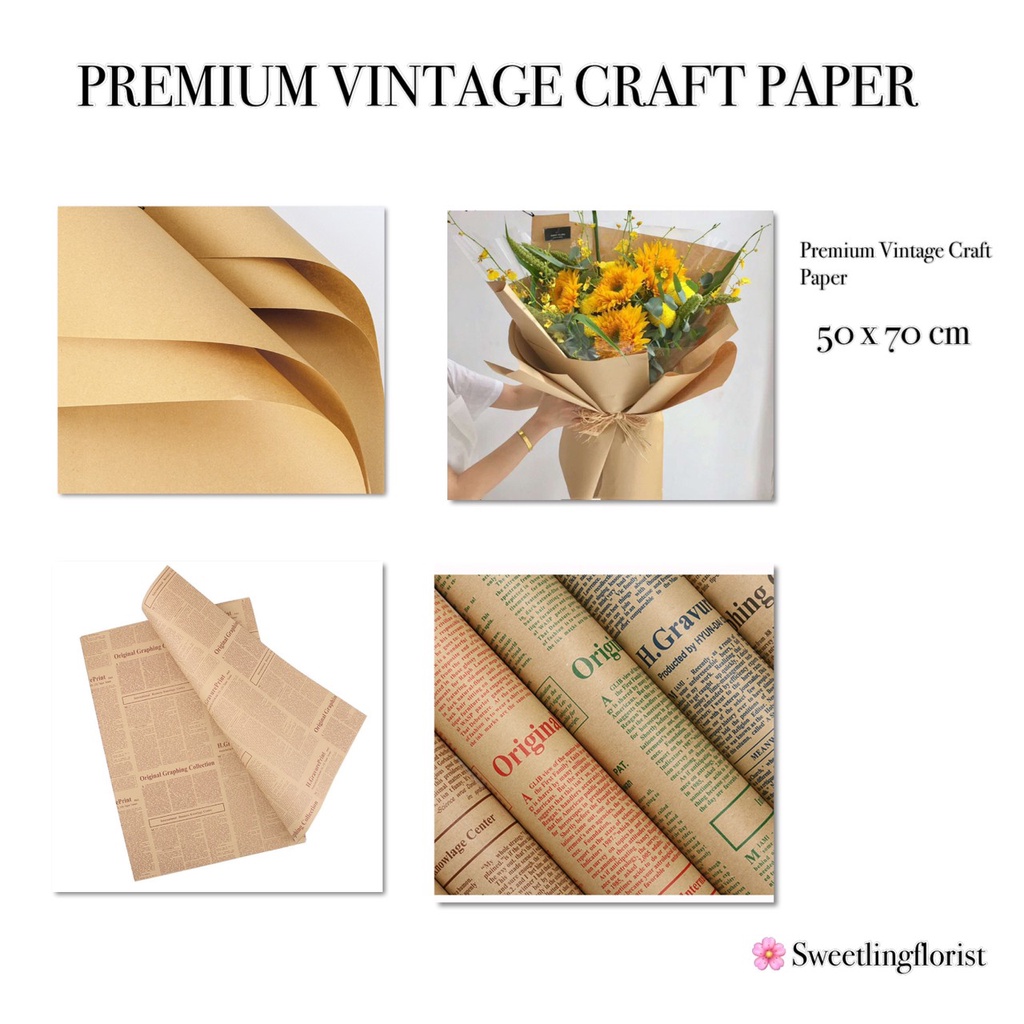 Jual Premium Vintage Craft Paper Kertas Buket Pembungkus Bunga / Kraft ...