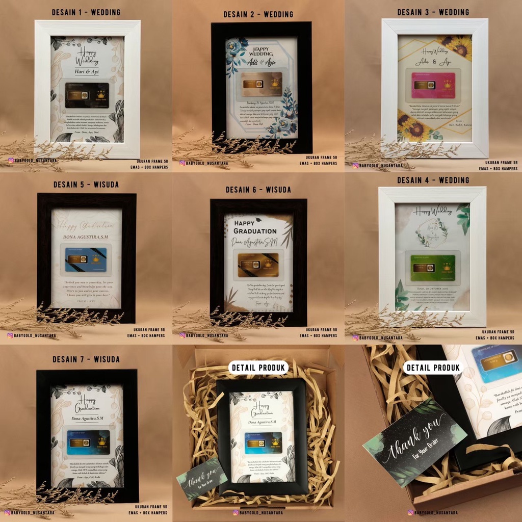 Jual [FRAME+EMAS] Hampers Frame Gift Logam Mulia 24 Karat Emas Mini ...