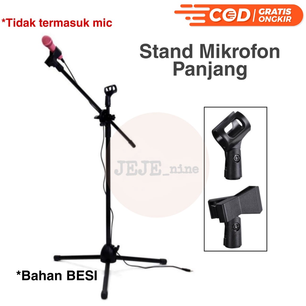 Jual stand mic panjang berdiri besi - standing microphone 2 klip mic holder | Shopee Indonesia