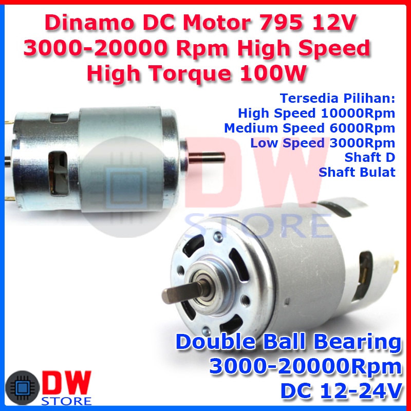Jual Dinamo DC Motor 795 12V 10000 Rpm High Speed High Torque 100W ...