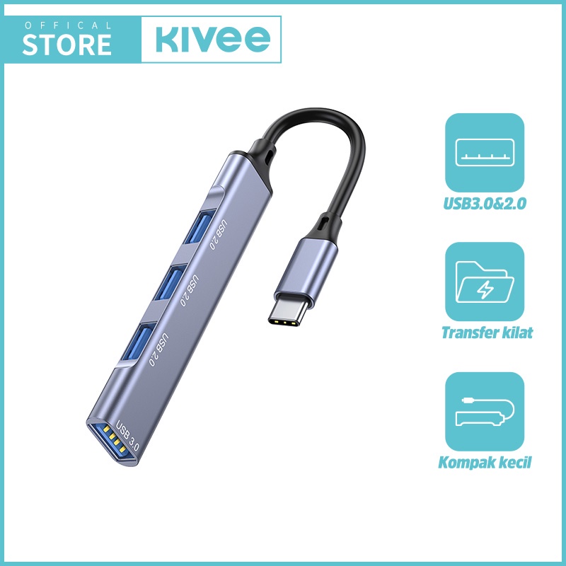Jual KIVEE USB Hub Type C 4-in-1 KV-AD15 USB 3.0 High Speed 5Gbps ...