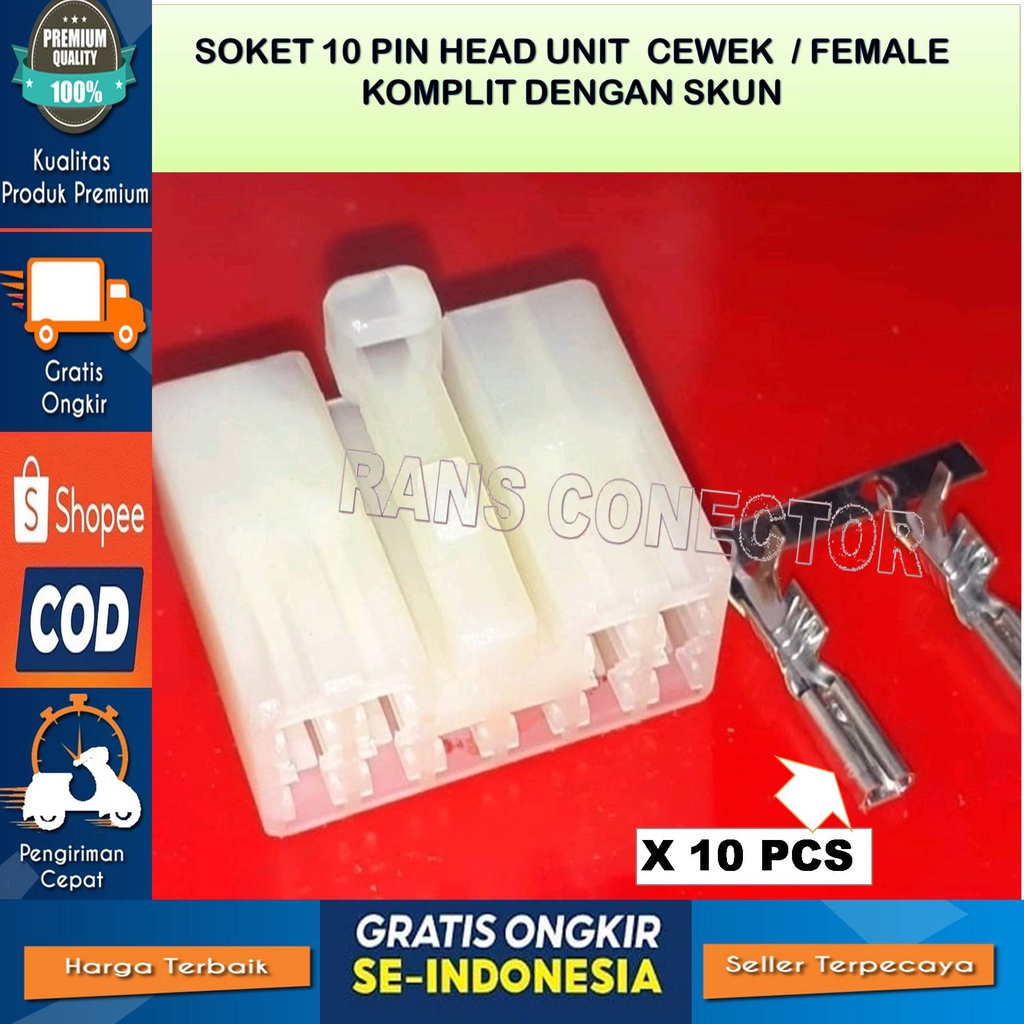 Jual SOKET 10 PIN SOKET HU 10 PIN SOKET 10 PIN SOKET TAPE MOBIL 10 PIN ...