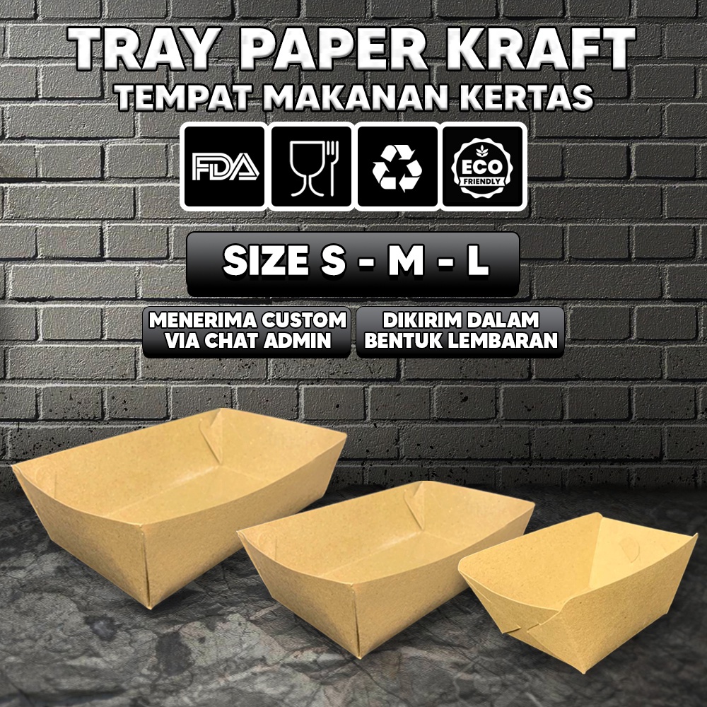 Jual FOOD TRAY - PAPER KRAFT TRAY - OPEN TRAY - NAMPAN KERTAS ALL SIZE ...