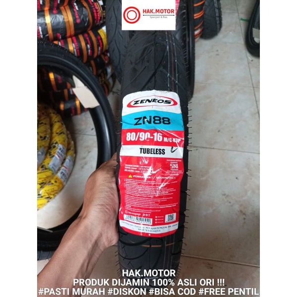 Jual BAN tubles ring 16 ZENEOS ZN88, 80/90-16. produk dijamin asli ori ...