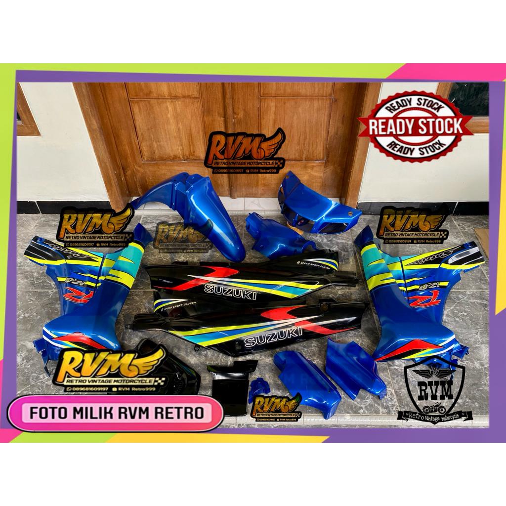 Jual cover bodi body full set satria lumba hitam biru body halus satria ...