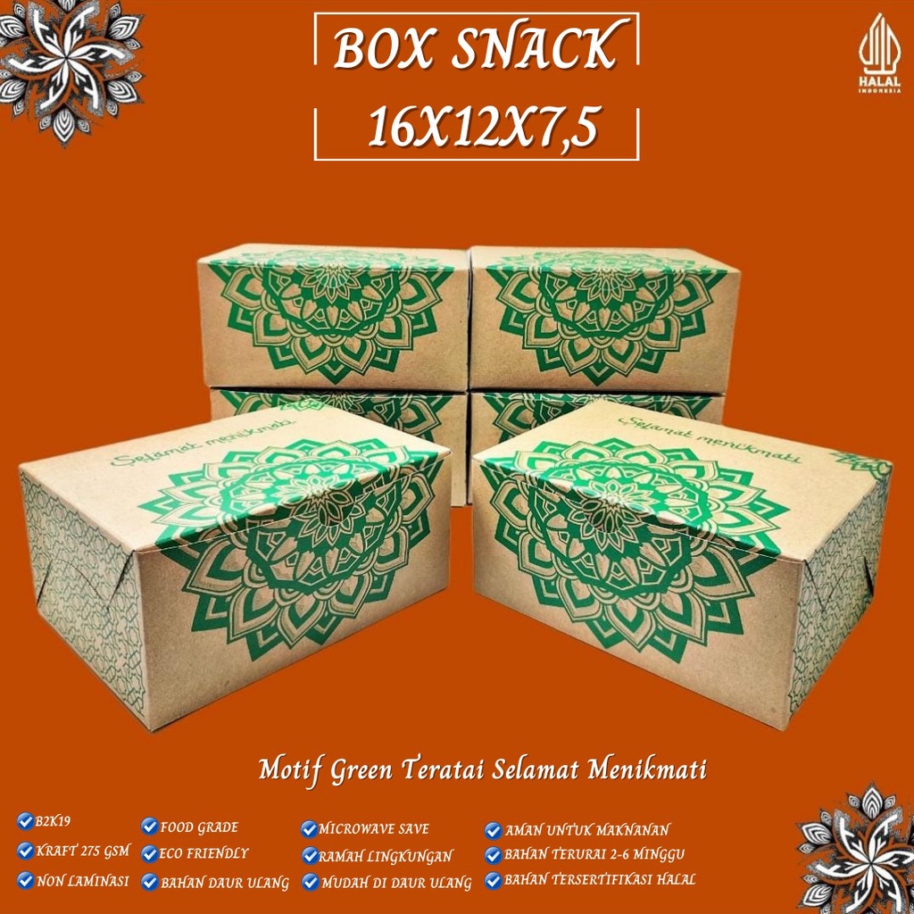 Jual Box Roti Snack Box 16x12 Dus Snack Motif Teratai (B2K19-16X12X7.5 ...