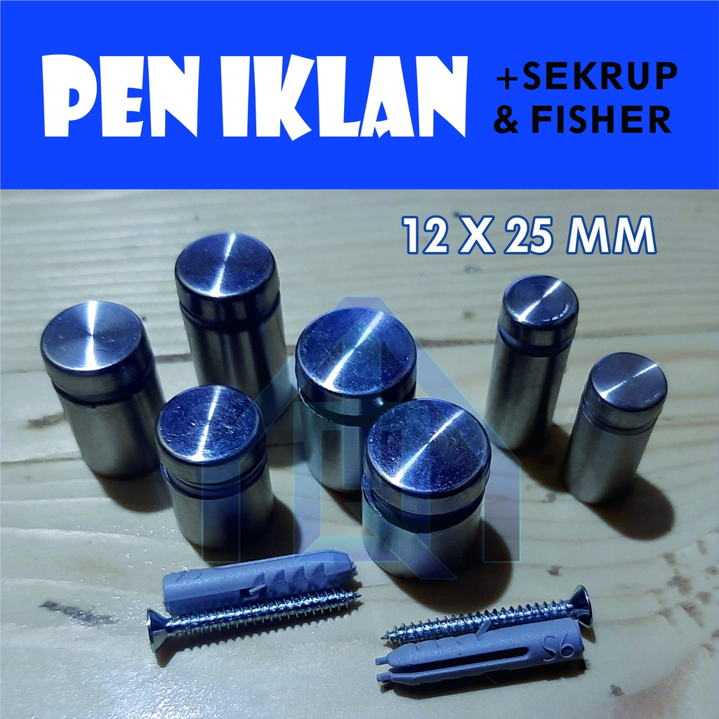 Jual PEN IKLAN 12 X 25 Stainless | Baut akrilik | Baut Kaca | Sign ...