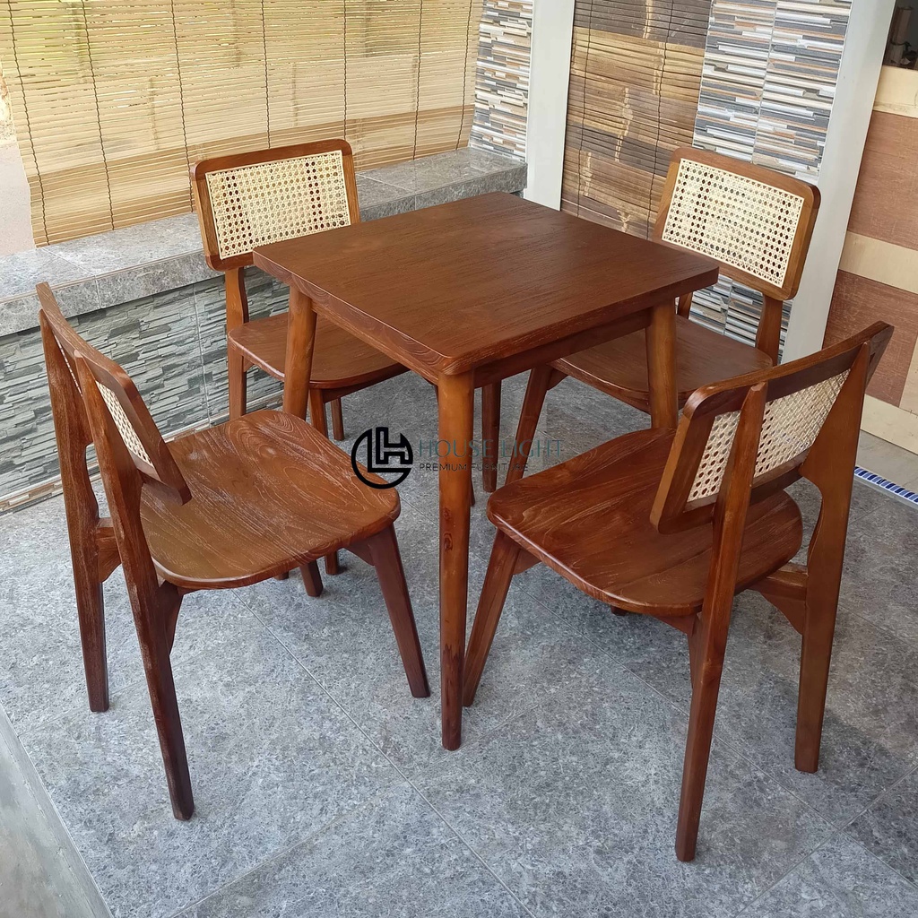 Jual Meja Makan Cafe Resto Minimalis Modern Retro Rotan Rustic Furniture | Shopee Indonesia
