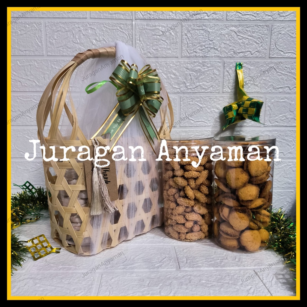 Jual Tas Anyaman Bambu 20x10x15 Kemasan Kue Kering Cake Cookies Jar ...