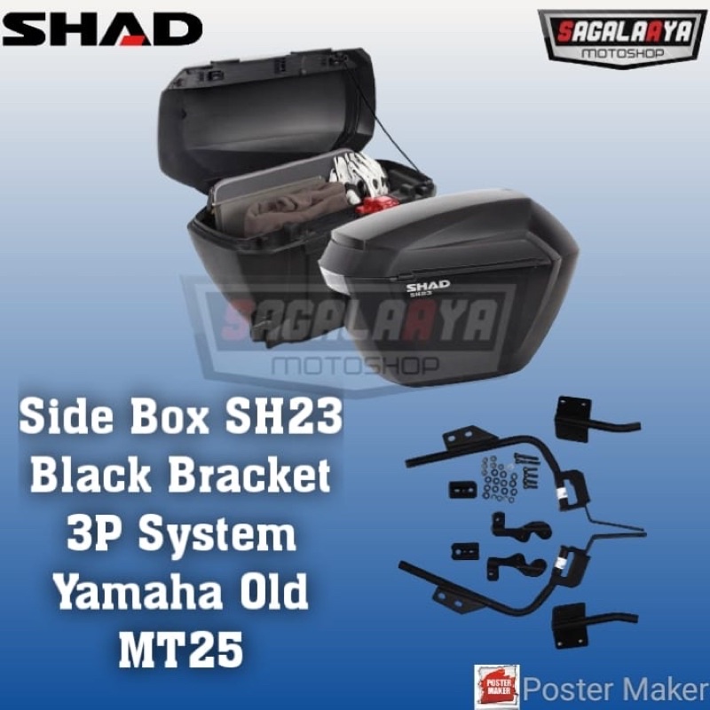 Jual Sidebox SHAD 23 SH23 Black Hitam Bracket 3P SHAD Yamaha MT25 old ...