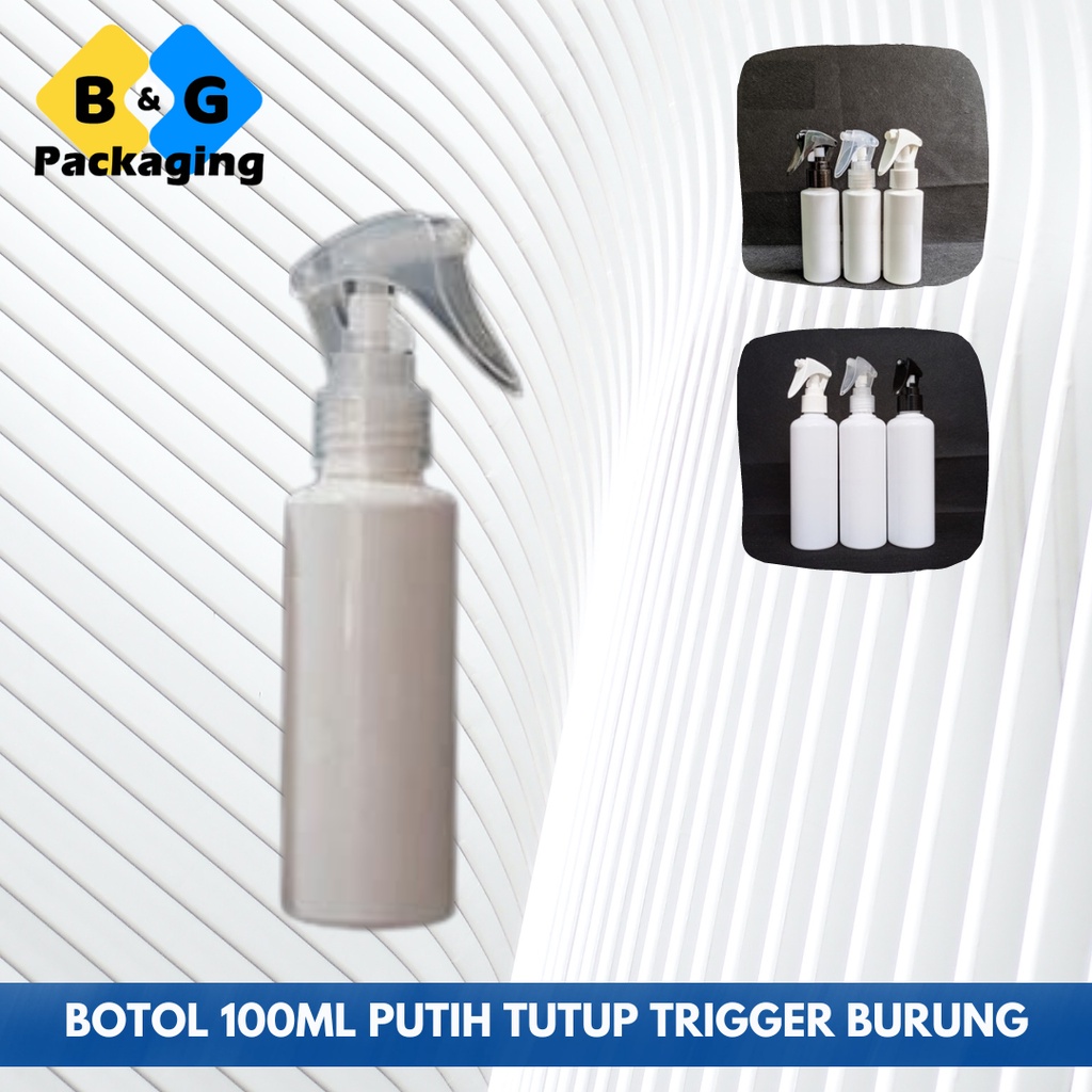 Jual BOTOL PLASTIK PUTIH RF 100ML TUTUP SPRAY TRIGGER BURUNG - BOTOL RF ...