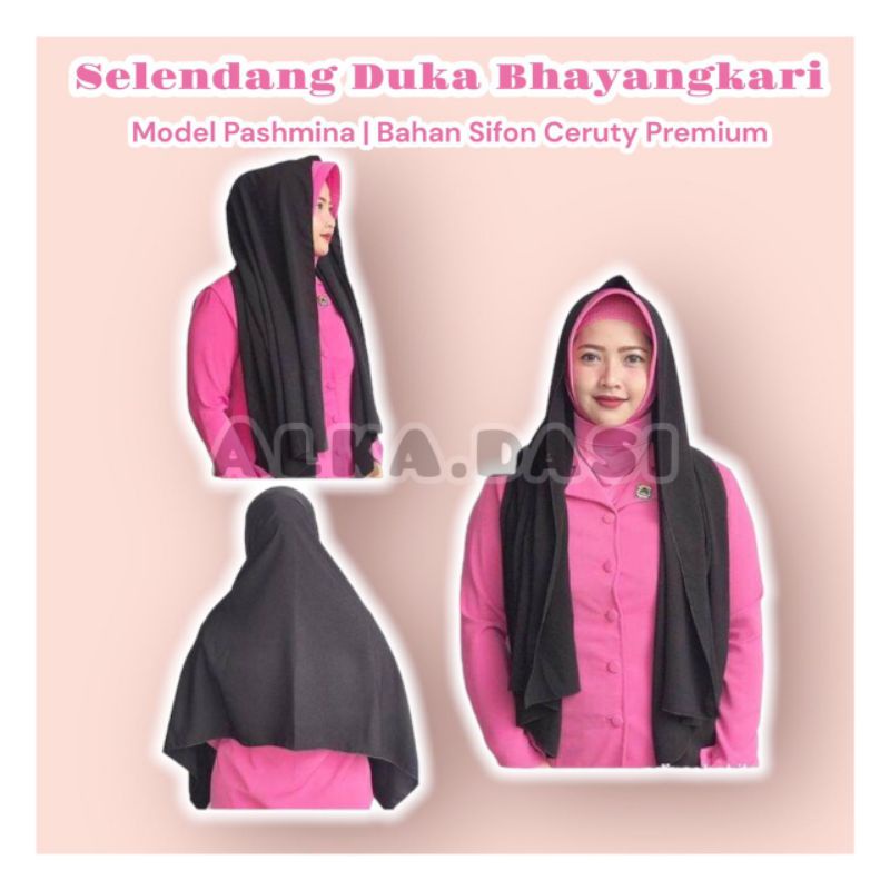 Jual SELENDANG DUKA BHAYANGKARI MODEL PASHMINA WARNA HITAM SIFON TEBAL ...