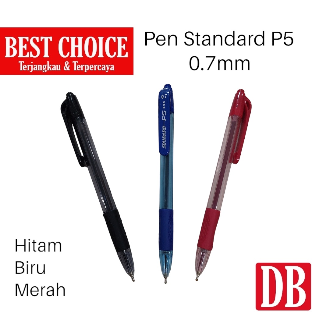 Jual Ballpoint / Pulpen Standard P5 Hitam/Biru/Merah 0.7 mm | Shopee ...