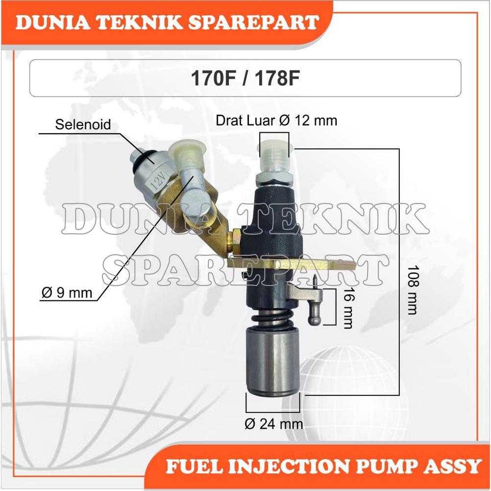 Jual 170F / 178F FIP / FUEL INJECTION PUMP ASSY SELENOID / BOSCH PUMP ...
