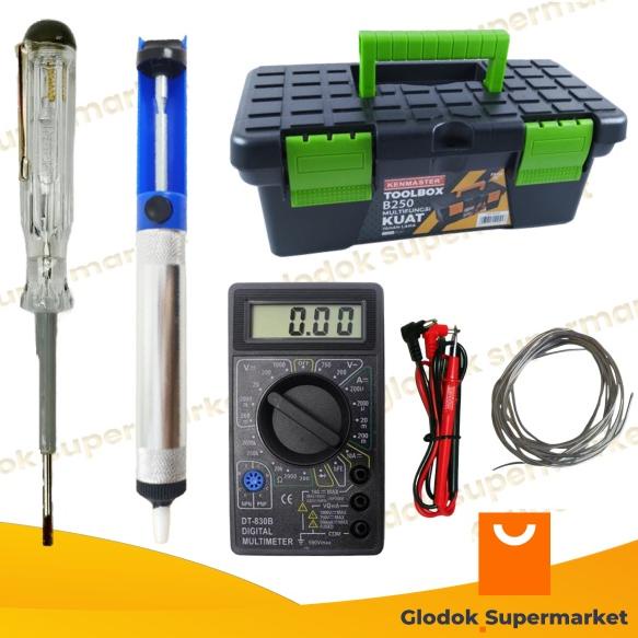 Jual ⅍ Toolset Alat Solder 6 in 1 Paket Toolbox Tester Timah Asahi ...