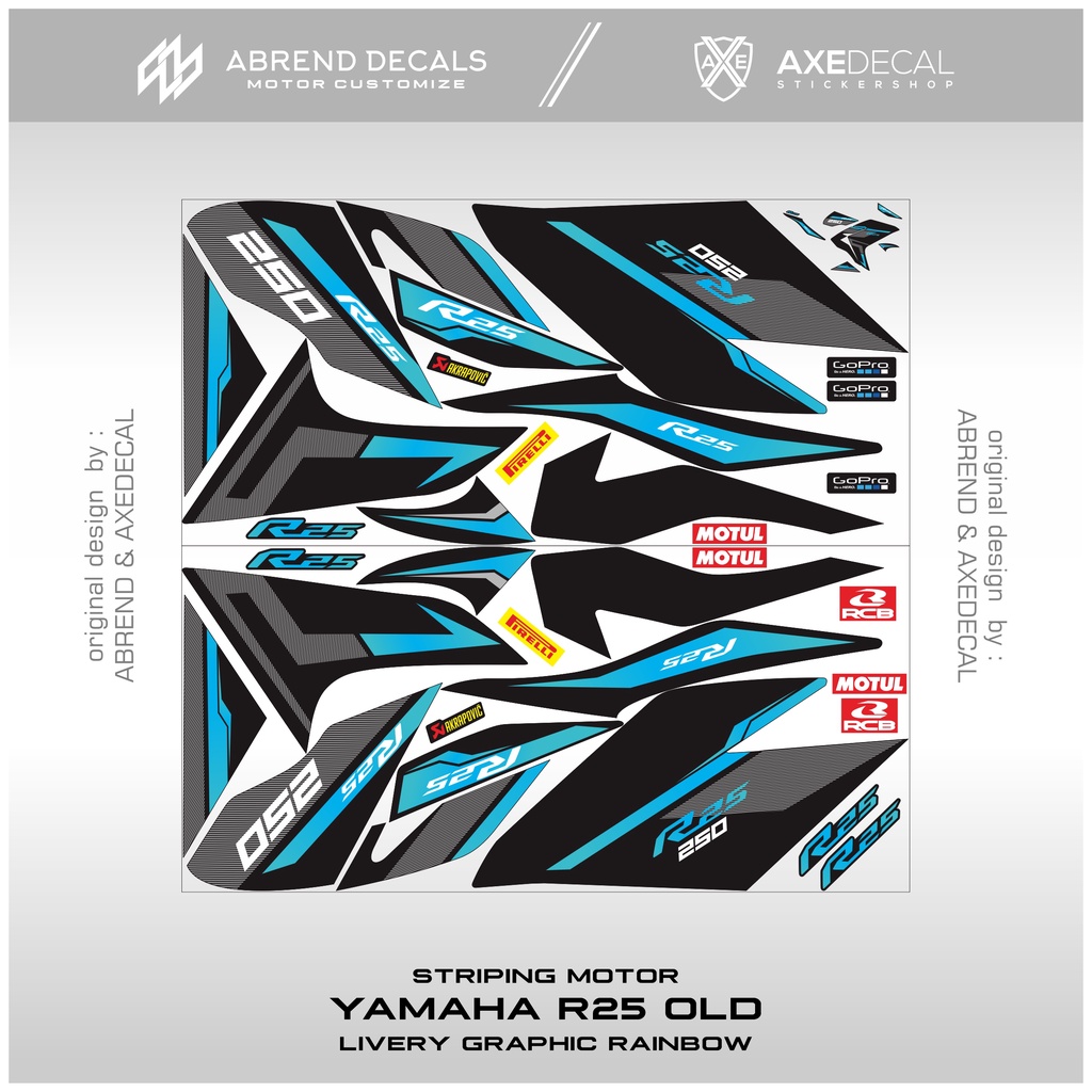 Jual Striping R25 Old Graphic Rainbow / Stiker Motor Yamaha R25 Grafis ...