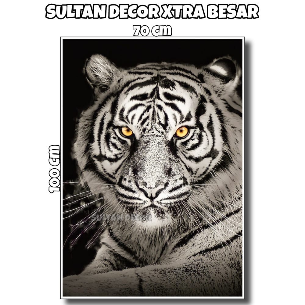 Jual LUKISAN POSTER CETAK HARIMAU JUMBO XTRA BESAR UKURAN 100X50CM ...