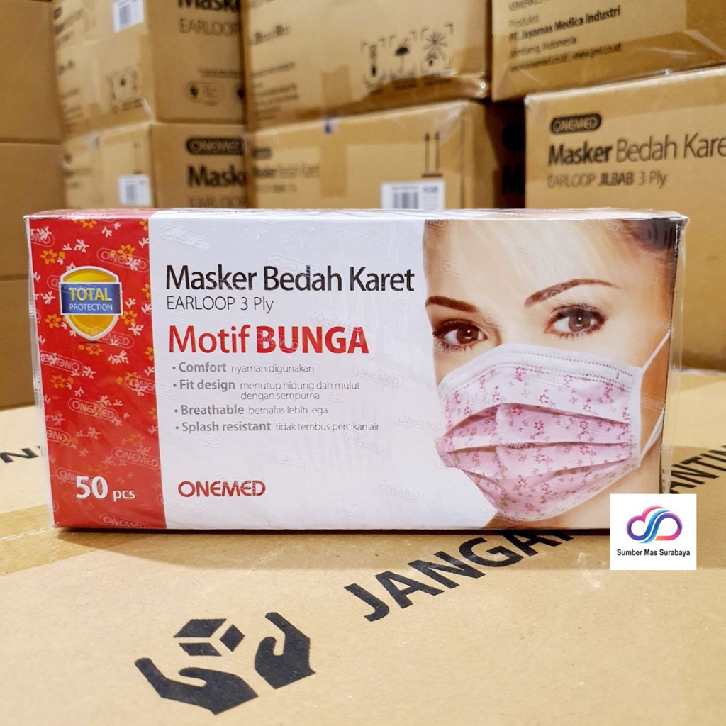 Jual Masker Medis Onemed Motif Bunga Onemed Masker Medis OneMed Box Isi ...