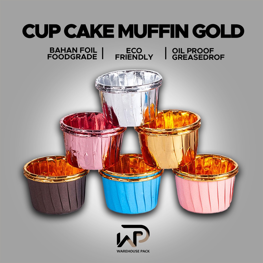 Jual ( 50 Pcs ) Cupcake Muffin Gold | Kertas Cupcake Muffin Gold ...