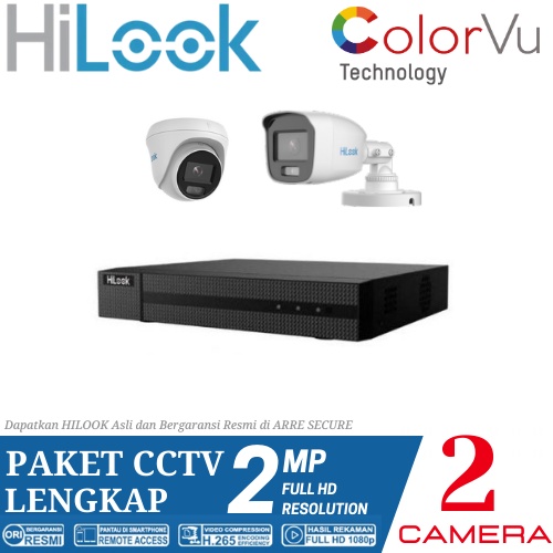 Jual PAKET CCTV 2 KAMERA HILOOK 4 CHANNEL 2MP COLORVU | Shopee Indonesia