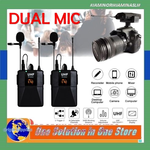 Jual Mikrofon Mic Clip On Wireless Imam Masjid Microphone Dual Clip On ...