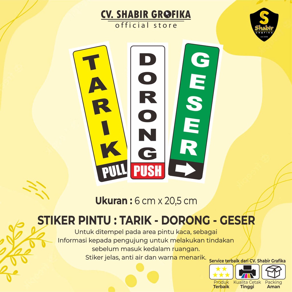 Jual COD STIKER PINTU KACA, TARIK, DORONG, GESER (tambahkan catatan ...