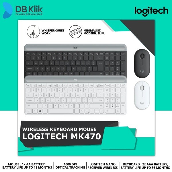 Jual Keyboard Mouse Logitech MK470 Slim Wireless Combo 1000DPI - MK 470 ...