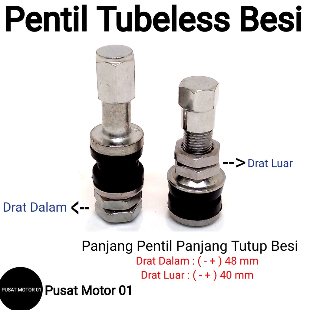 Jual Pentil Tubeless Besi Panjang Drat Dalam Drat Luar Pentil Ban ...