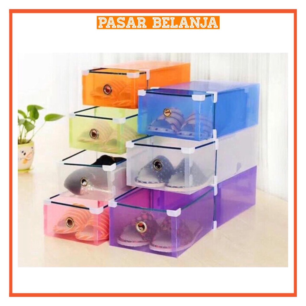 Jual P059 Box Sepatu Kotak sepatu Transparan ring dan sudut plastik ...