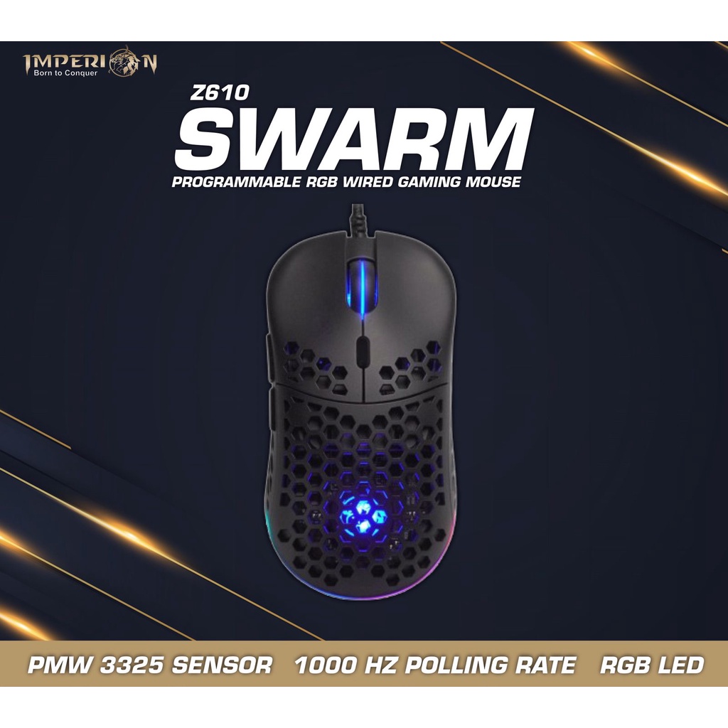 Jual IMPERION SWARM Z610 ULTRA-LIGHTWEIGHT WIRED RGB GAMING MOUSE ...