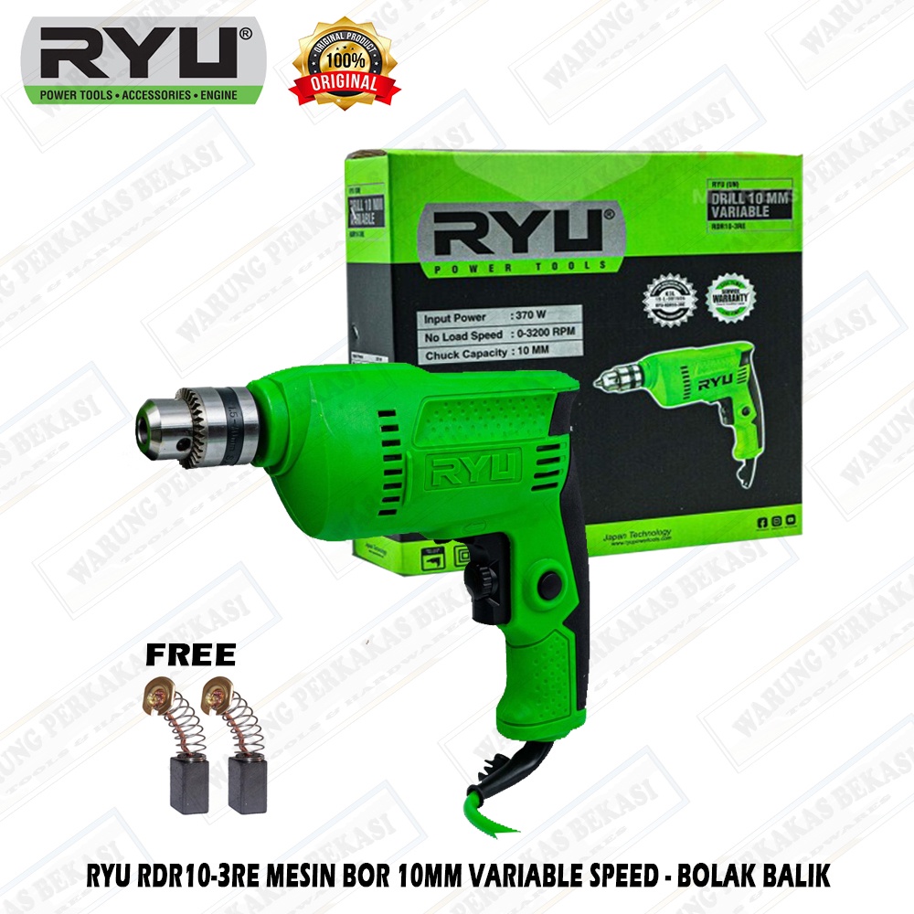 Jual RYU Bor 10mm Variable Drill Bolak Balik / Mesin Bor Variable Speed ...