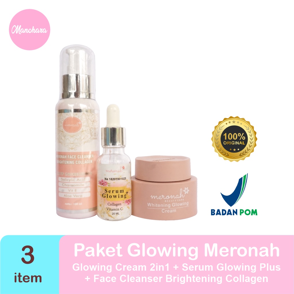 Jual Meronah Paket Glowing Mencerahkan Kulit Wajah / Cream 2in1 / Face ...