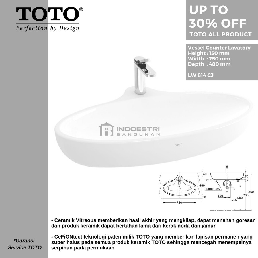 Jual Wastafel TOTO LW 814 CJ / Wastafel Meja TOTO (Body Only) | Shopee ...