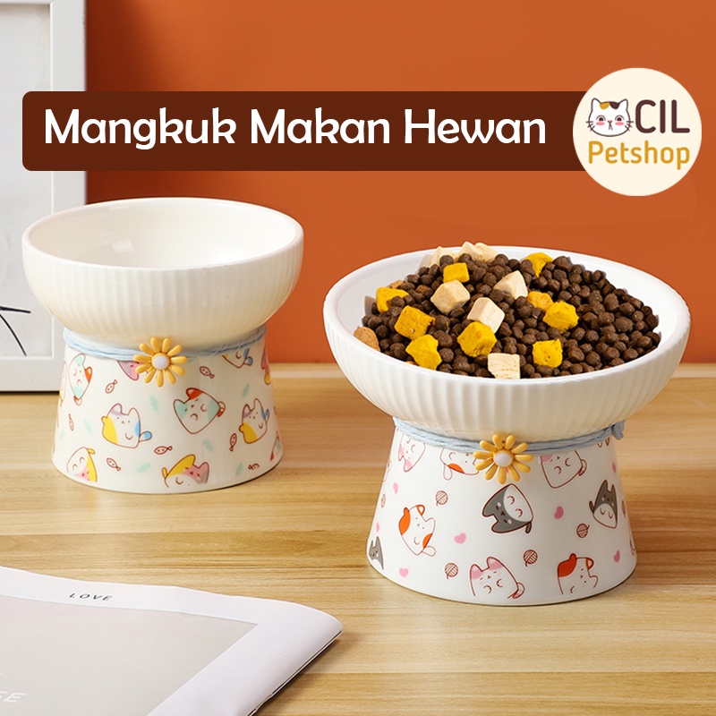 Jual Mangkok Tempat Makan Piring Keramik Kaki Tinggi Kucing Anjing ...