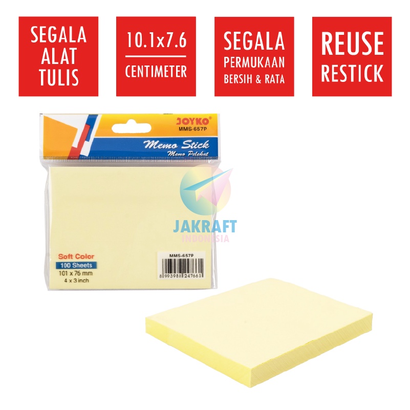 Jual (100 Lembar) Kertas Memo Stick Tempel Besar JOYKO MMS-657P Soft ...