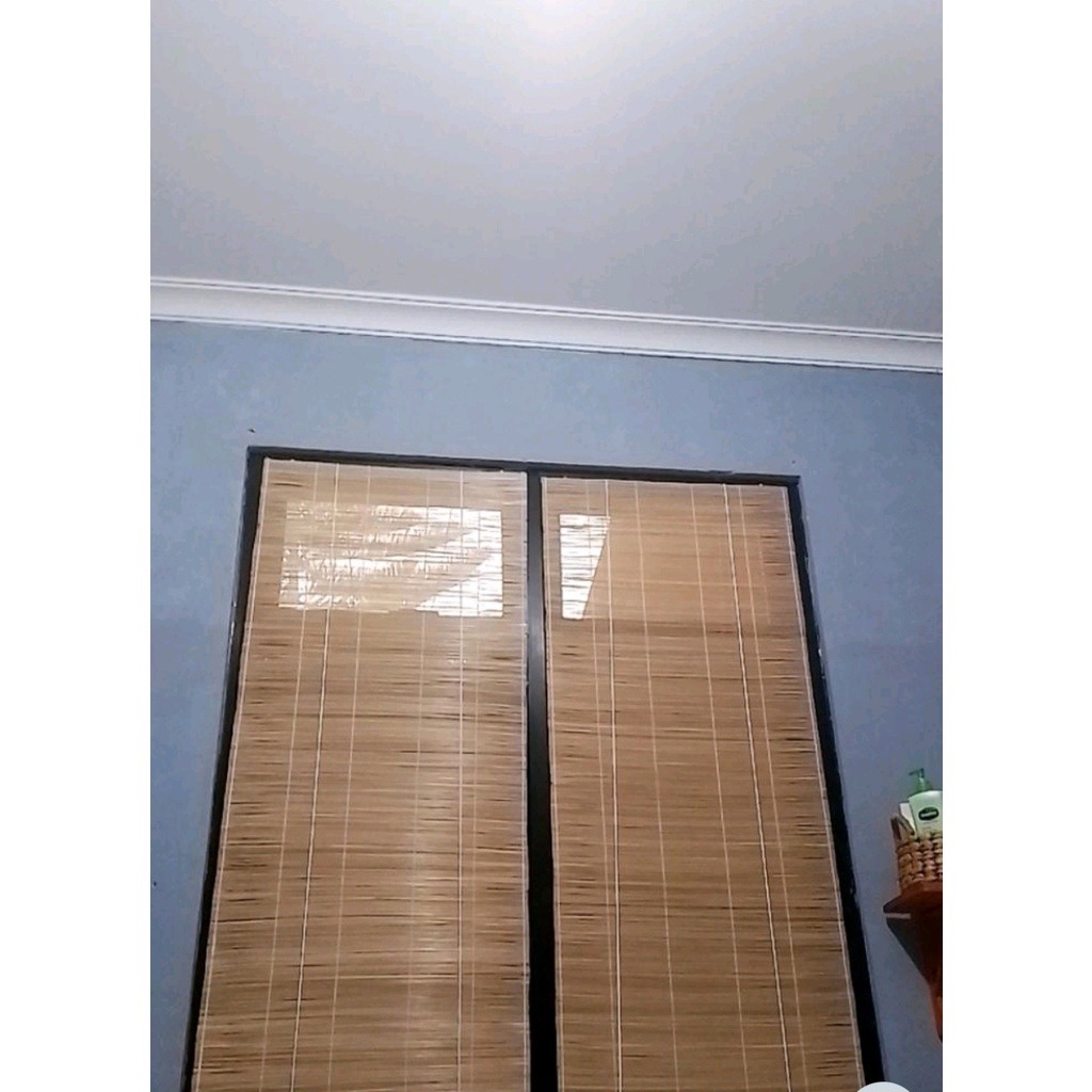 Jual krey bambu lidi kecil warna natural / tirai bambu gulung bisa bayar di tempat 60cm X 100cm ...