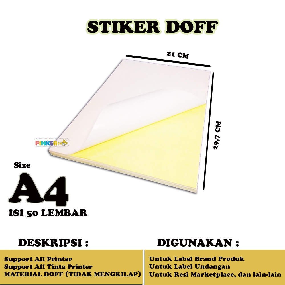 Jual Kertas Stiker HVS A4 isi 50 lembar / Stiker Label Makanan A4 ...