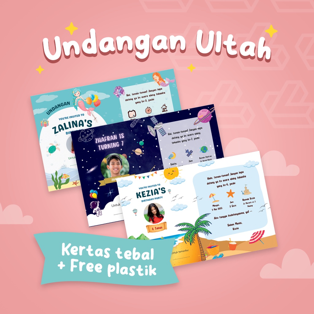 Jual Undangan Ulang Tahun Anak Custom Free Plastik Undangan Ultah