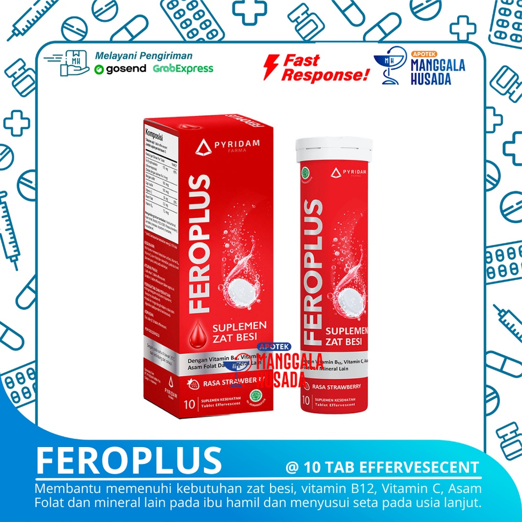 Jual FEROPLUS SUPLEMEN ZAT BESI @ 10 TABLET EFFERVESCENT | Shopee Indonesia