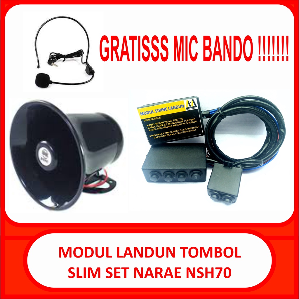 Jual modul landun aux mic 60 watt 7 tone tombol slim set narae 12 watt ...