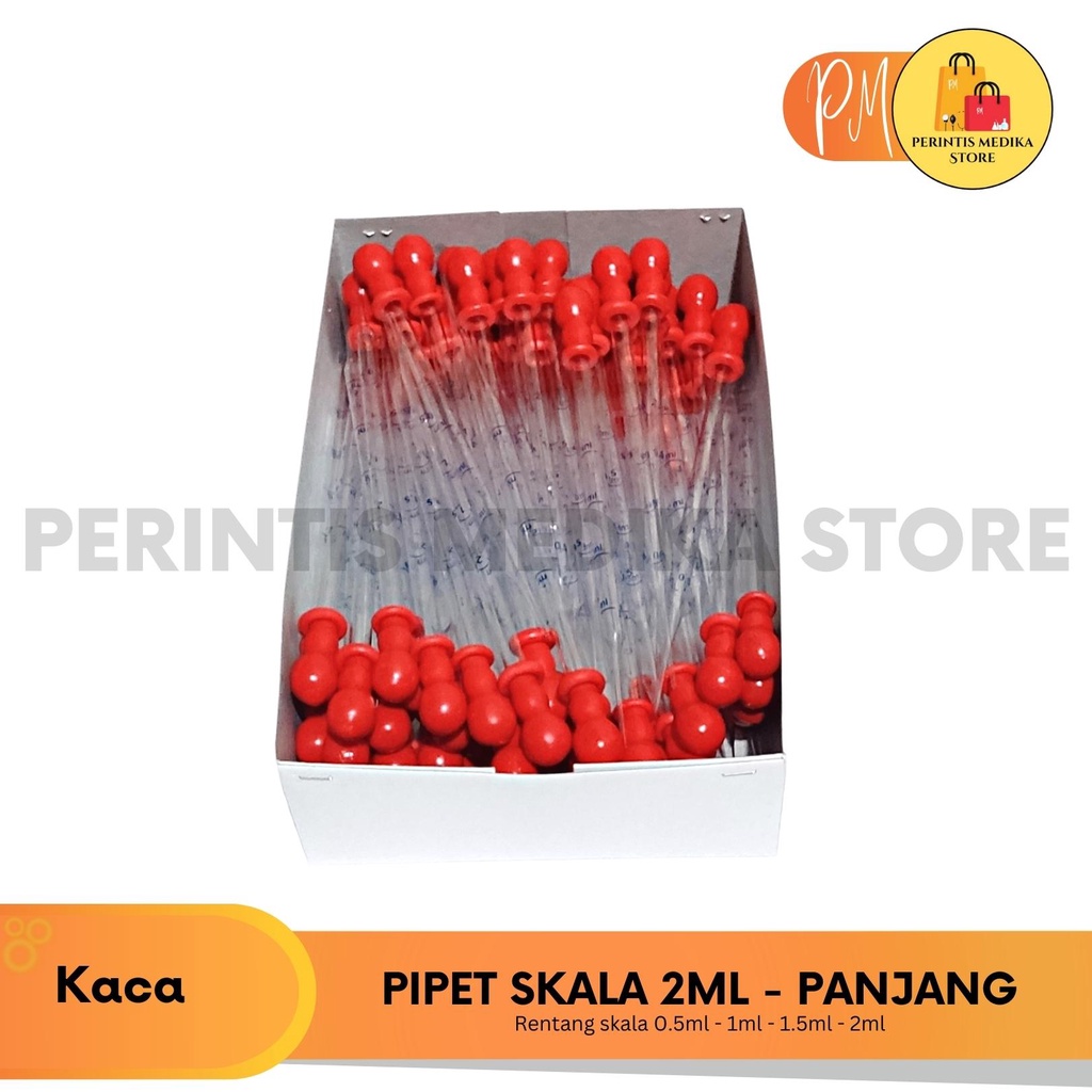 Jual [1 Box @100] Pipet Kaca Panjang Skala 2ml / Pipet Tetes Kaca Skala ...