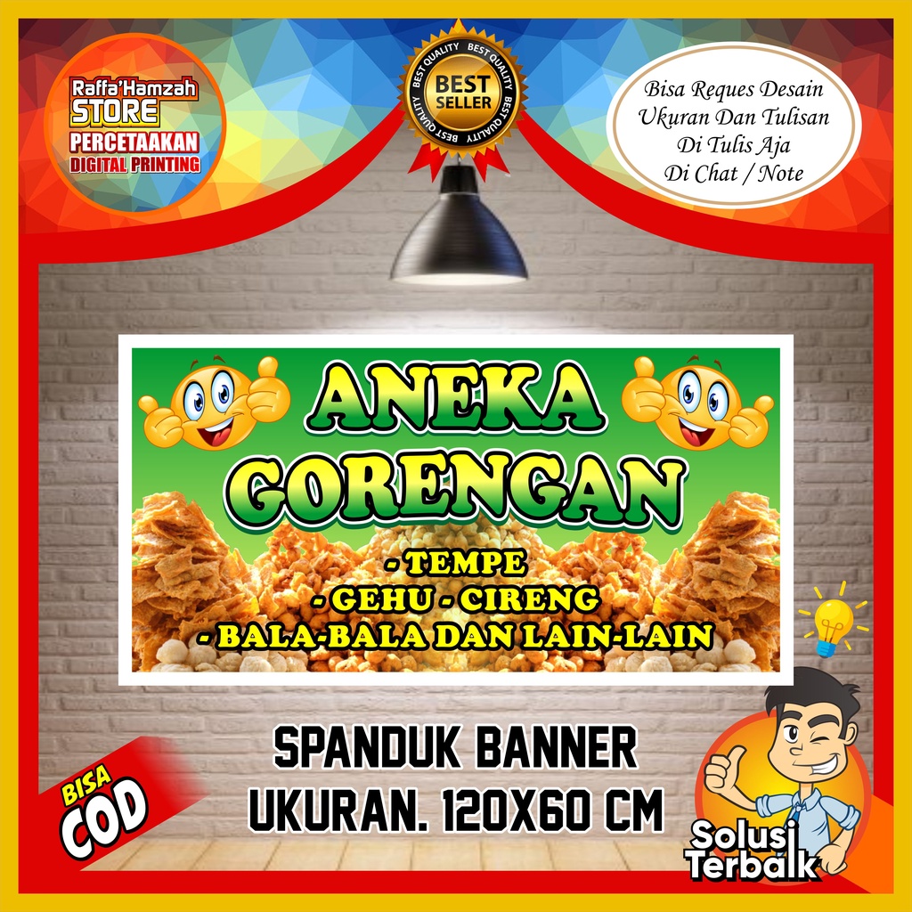 Jual Spanduk Banner Usaha Jualan Gorengan Ukuran 120x60 Cm | Shopee ...