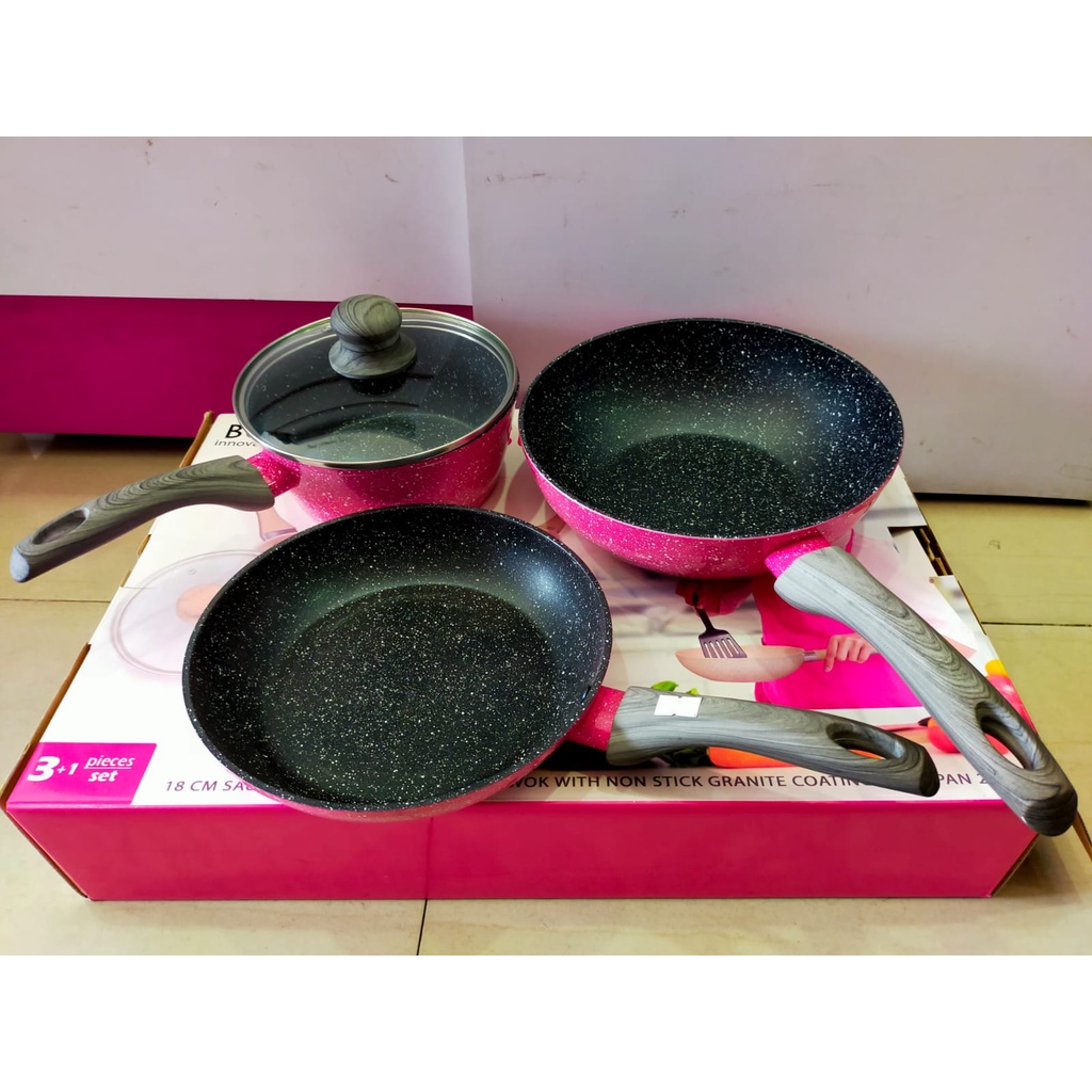 Jual PAN SET BOLDE 3+1 PCS SET BLACKPINK PANCI SUSU TEFLON WAJAN ...