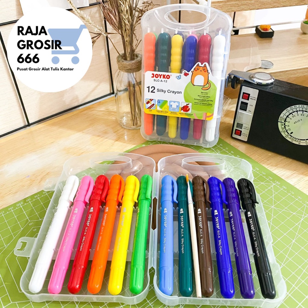 Jual Joyko Silky Crayon isi 12 pcs krayon halus Joyko SLC-A Warna ...
