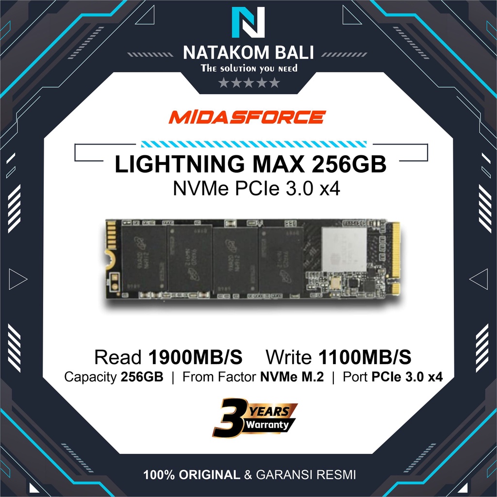 Jual SSD NVME MIDASFORCE LIGHTNING MAX 256GB | Shopee Indonesia