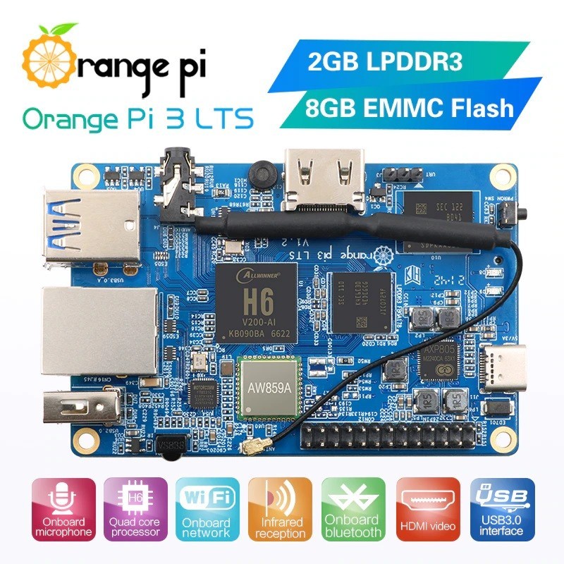 Jual Orange Pi 3 LTS - 2GB DDR RAM (with 8GB EMMC Flash) | Shopee Indonesia