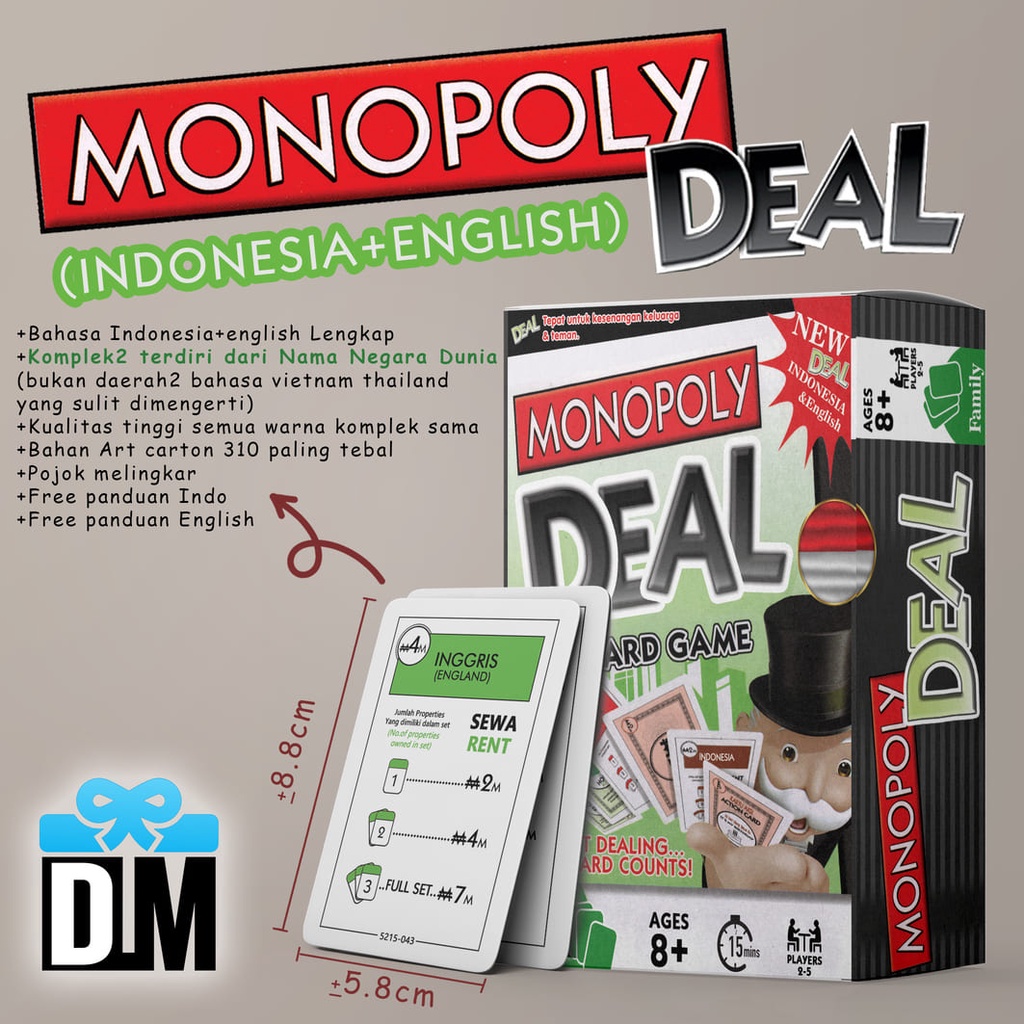 Jual Kartu Monopoli Deal Indonesia + English NEW Game Card Simple ...