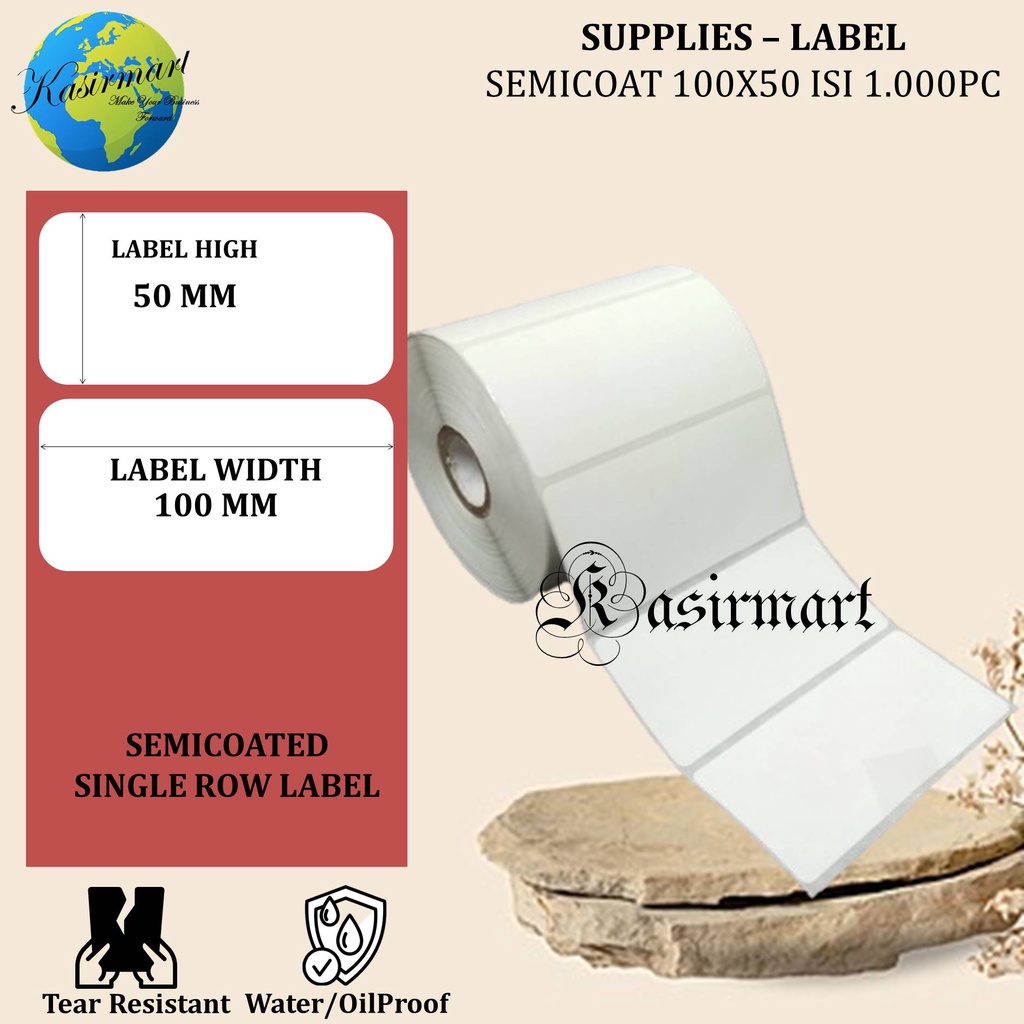 Jual Label Semicoat 100x50 1 Line isi 1000 pc Stiker Barcode 100x50 mm Label Sticker Transfer ...
